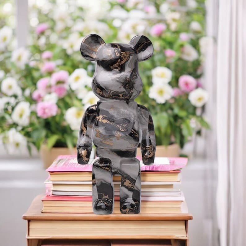 Decorative Bearbrick Bear Graffiti Statue | Modern Ornament for Shelf ...
