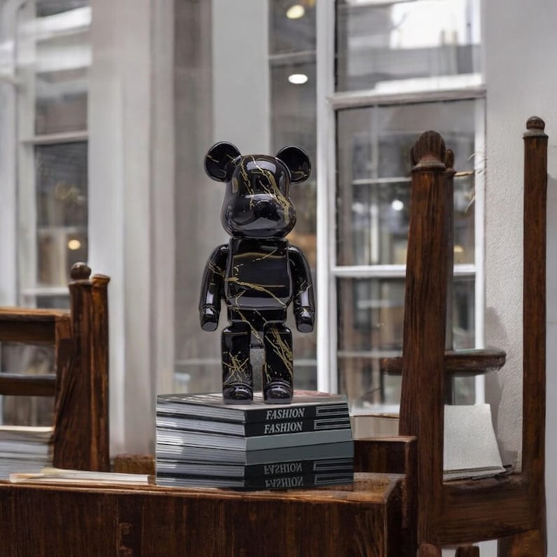 Decorative Bearbrick Bear Graffiti Statue | Modern Ornament for Shelf ...