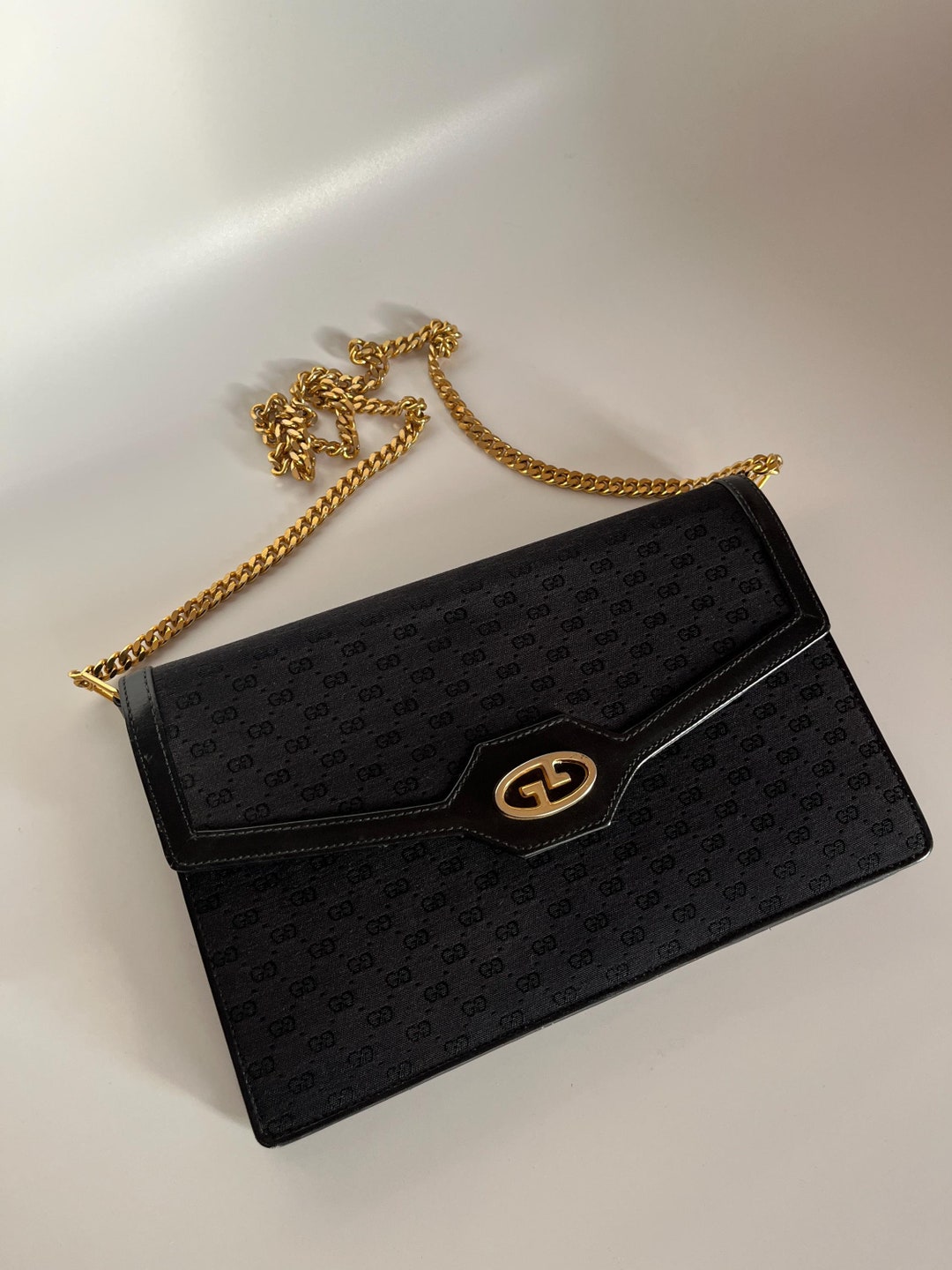 Extremely Rare Circa 70s 80s Gucci GG Monogram Envelope Chain Strap ...