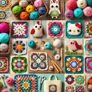 610 Granny Square Amigurumi Crochet Bundle PATTERN Blanket Skirt Dress ...