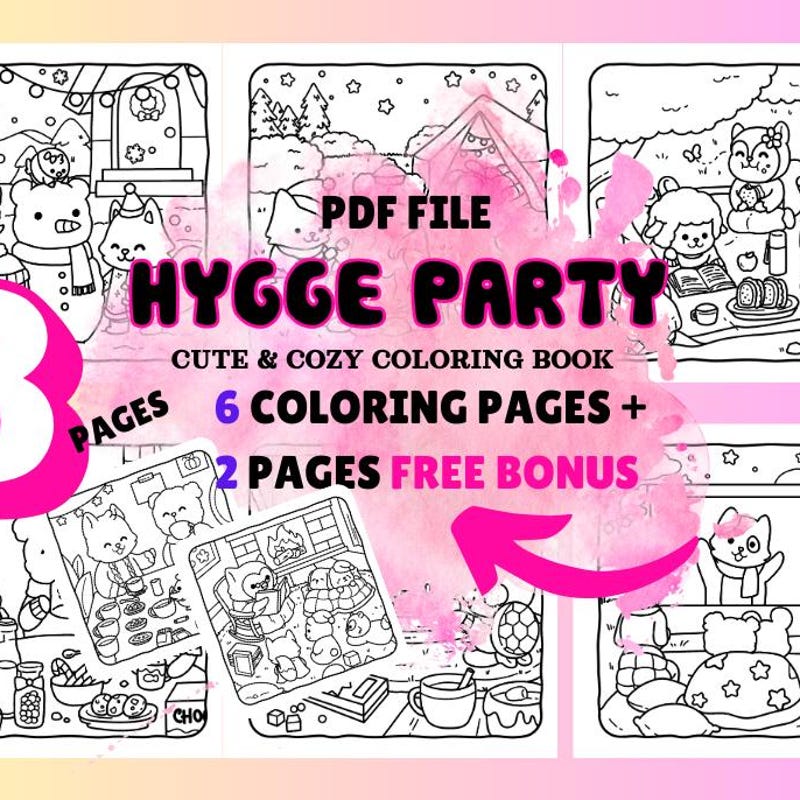 Fuzzy Hygge Coloring Book - Etsy