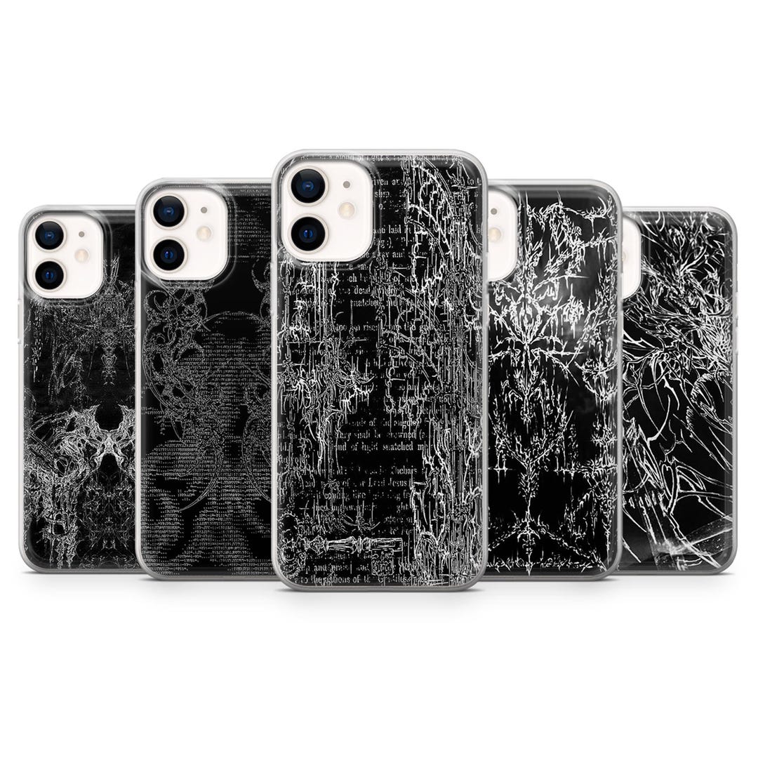 Gothic Phone Case Black Symbols Cover for iPhone 16 Pro, 15 Pro, 14, 13 ...