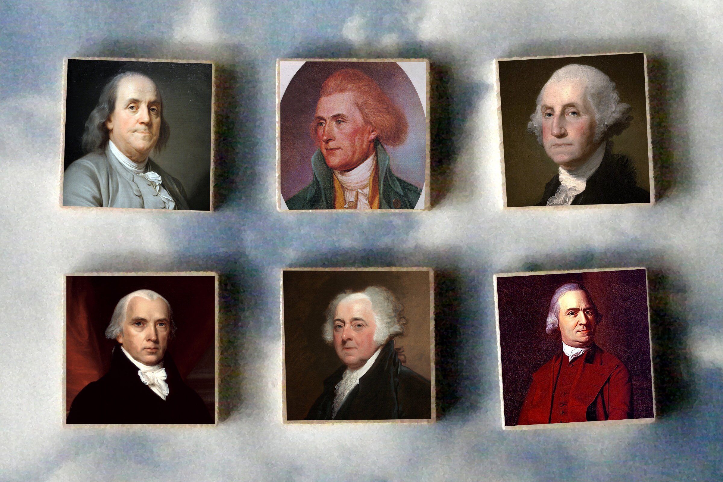 FOUNDING FATHERS Wood Art Magnet Gift SET George Washington Thomas ...