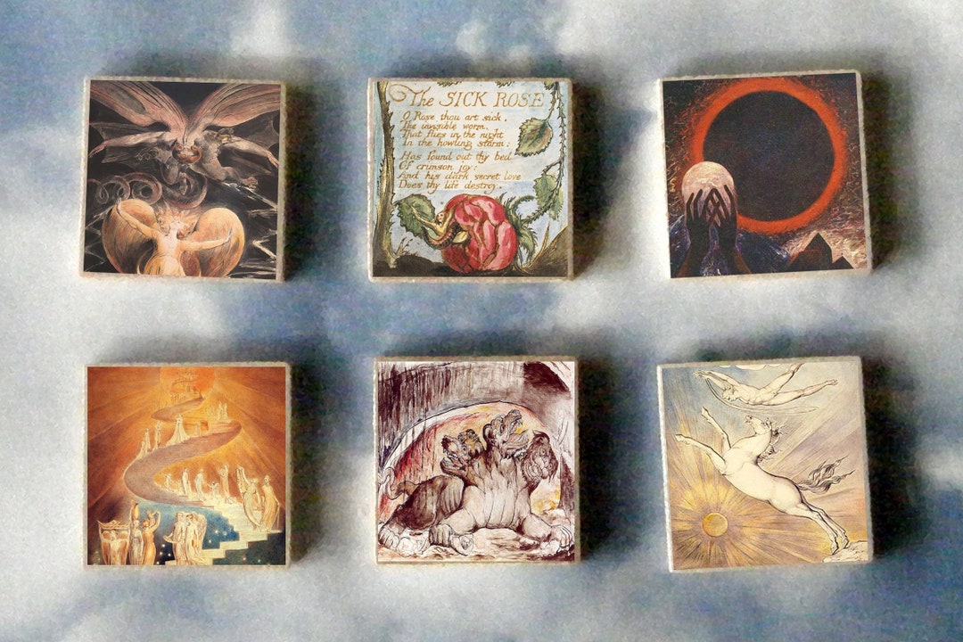 William Blake Wood Art Magnets - Pegasus, Red Dragon, Cerberus - Set of ...