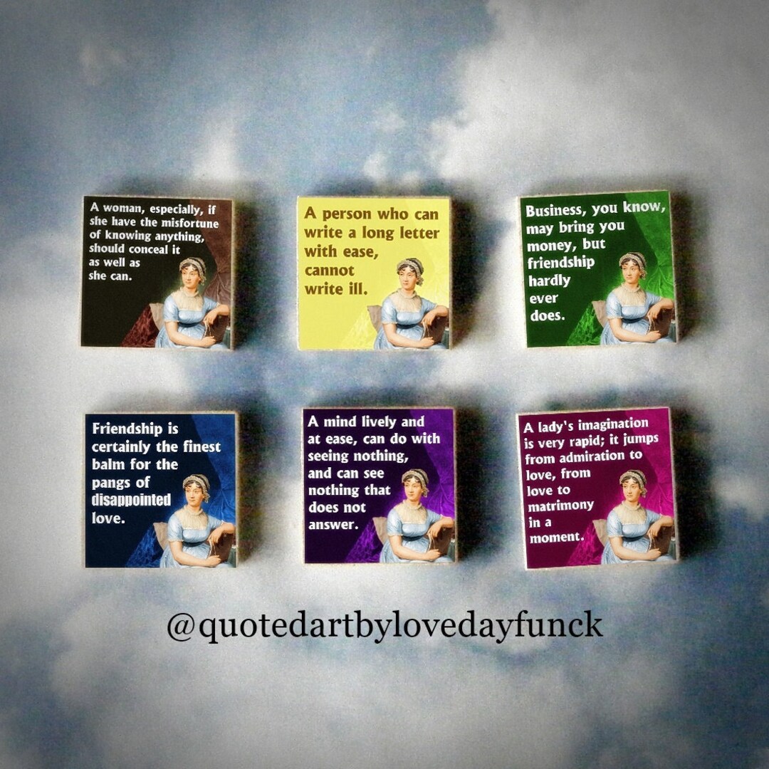 SET of 6 JANE AUSTEN Wood Art Magnet Gift Set - - Etsy