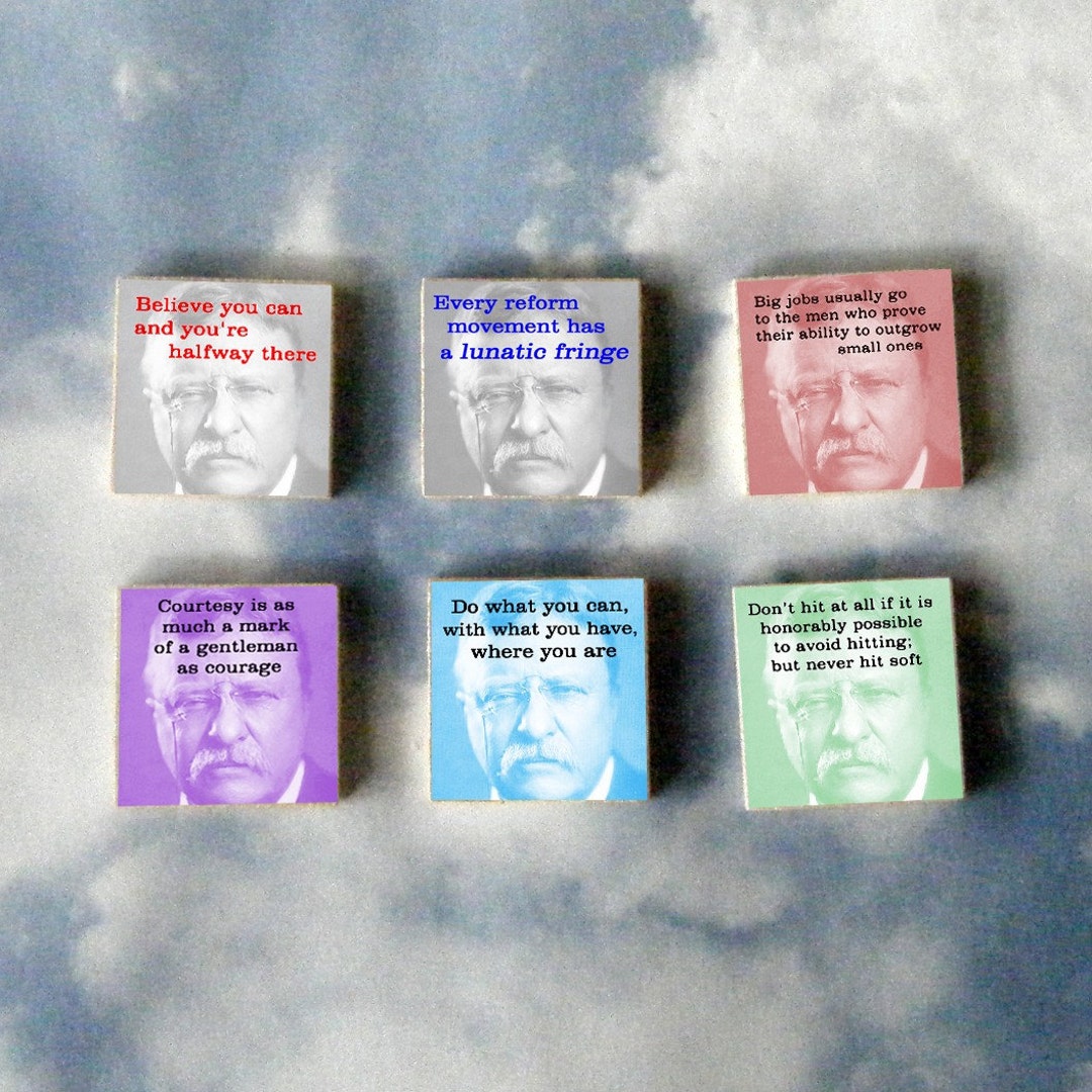 Theodore Roosevelt Wood Art Magnet Gift Set - Etsy