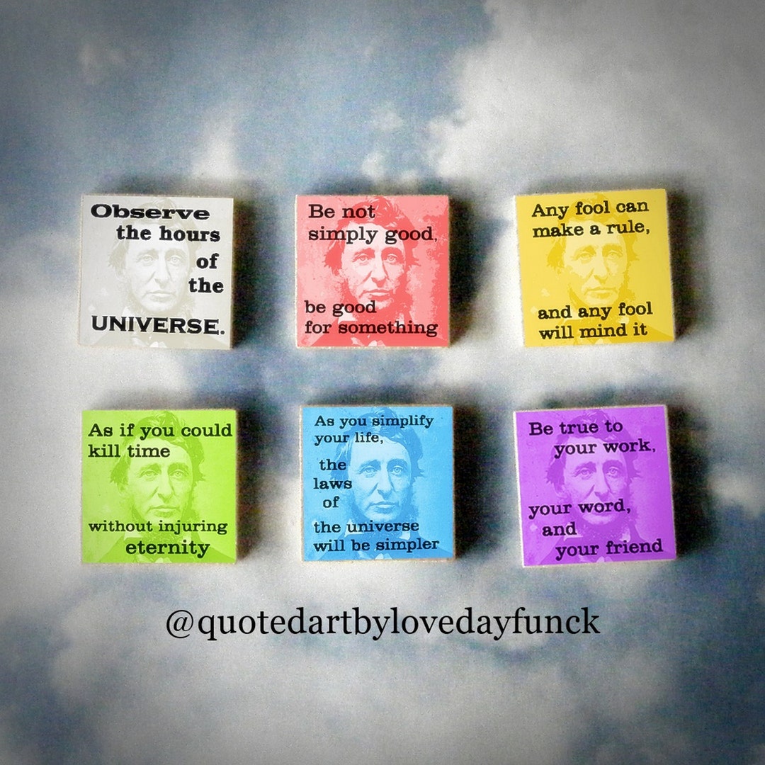 SET of 6 Henry THOREAU Wood Art Magnet Gift Set - - Etsy