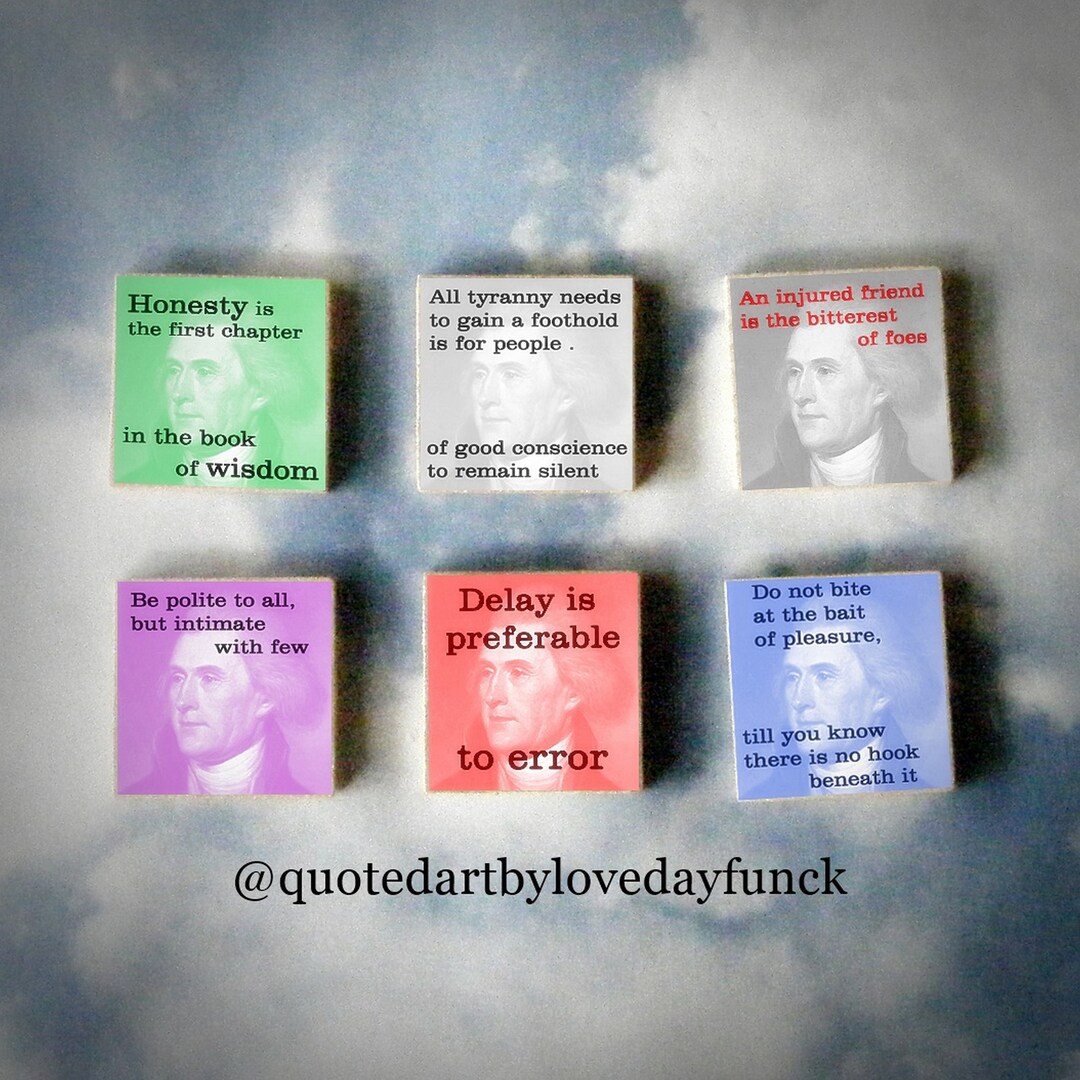 SET of 6 Thomas Jefferson Wood Art Magnet Gift Set - Etsy