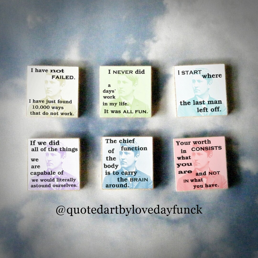 SET of 6 THOMAS EDISON Wood Art Magnet Gift Set - Etsy