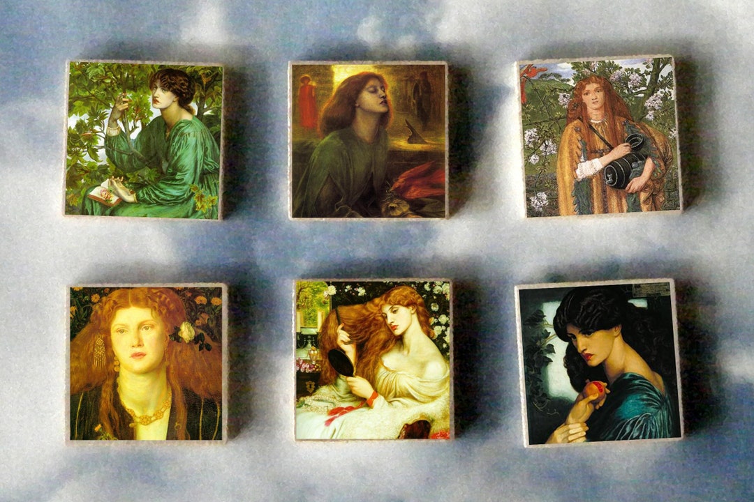 SET of 6 DANTE Rossetti Wood Art Magnet Gift Set - BEATRIX Persephone ...
