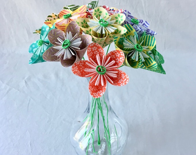 Flower Bouquet in Patterned Origami Paper - Etsy