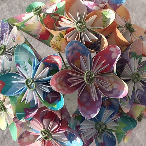 Origami Paper Flower Bouquet in Floral Patterns | Etsy