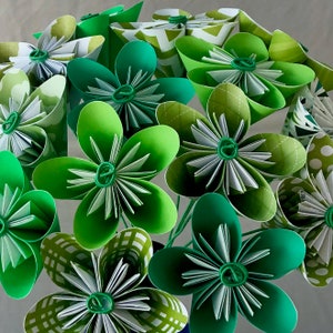 Shades of Green Origami Paper Flower Bouquet - Etsy