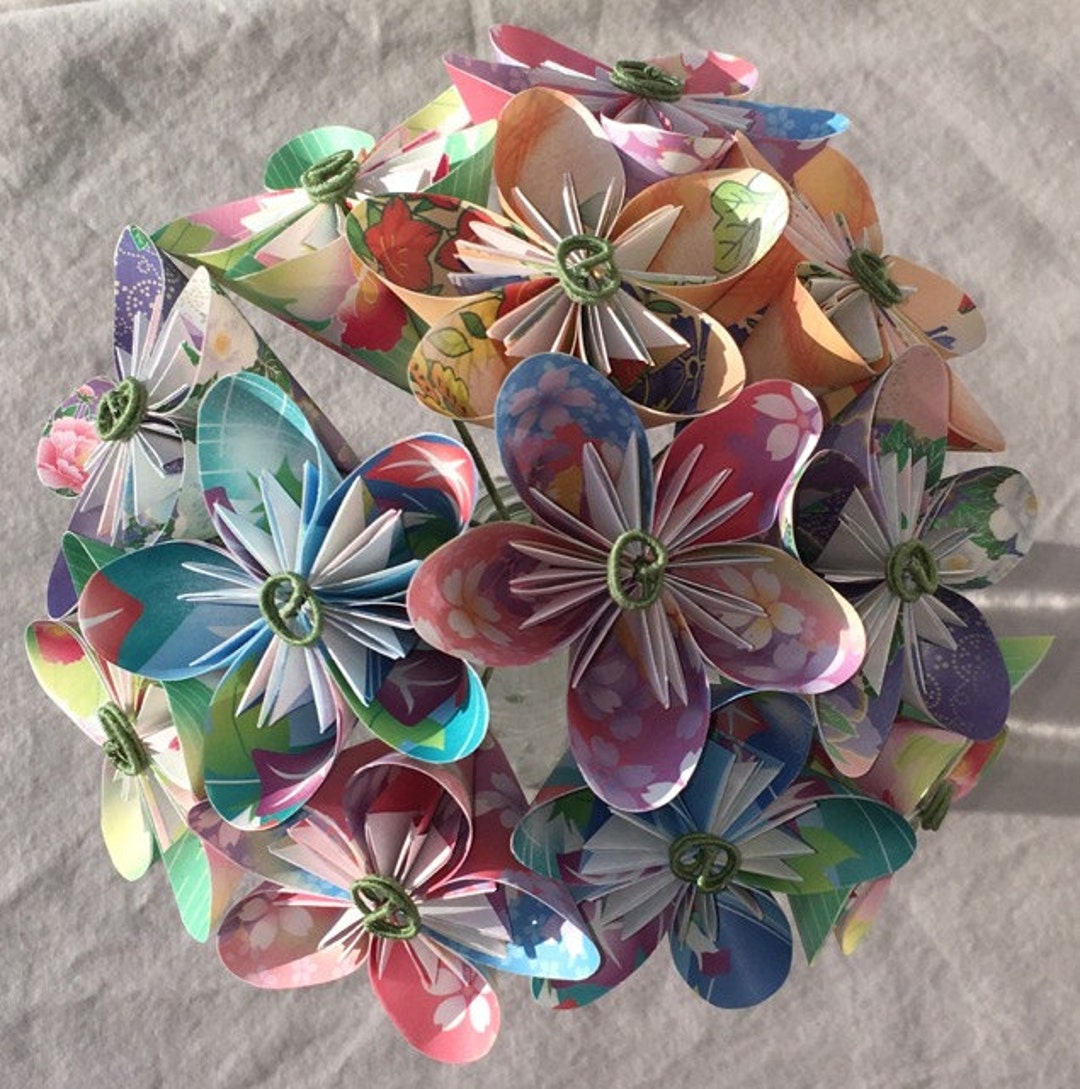 Origami Paper Flower Bouquet in Floral Patterns - Etsy