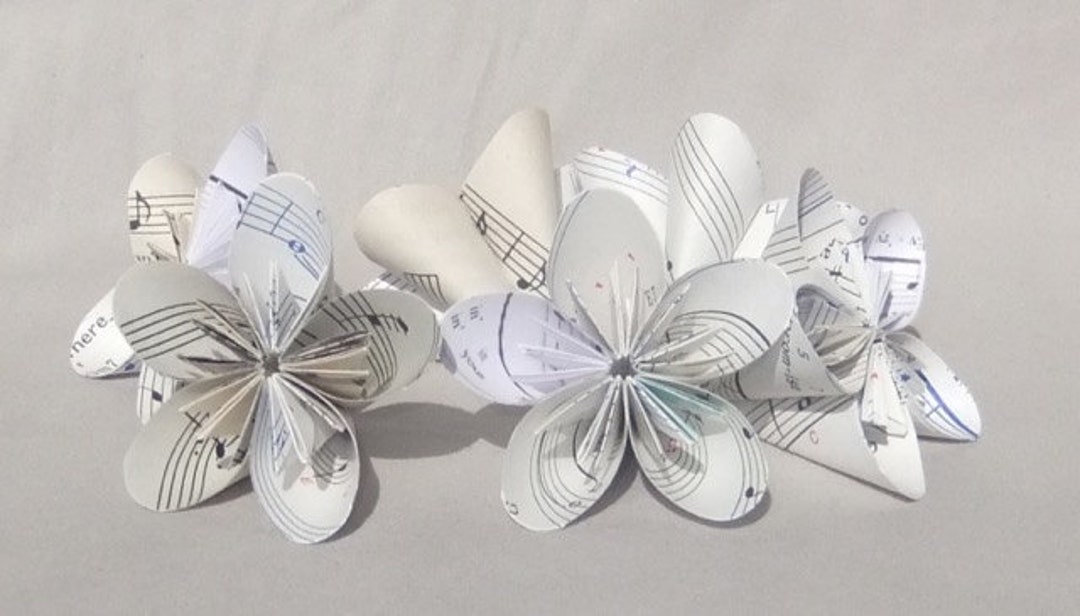 Sheet Music Origami Paper Flowers Small Size Set of 6 - Etsy