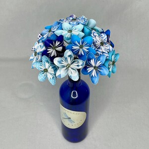 Shades of Blue Origami Paper Flower Bouquet - Etsy