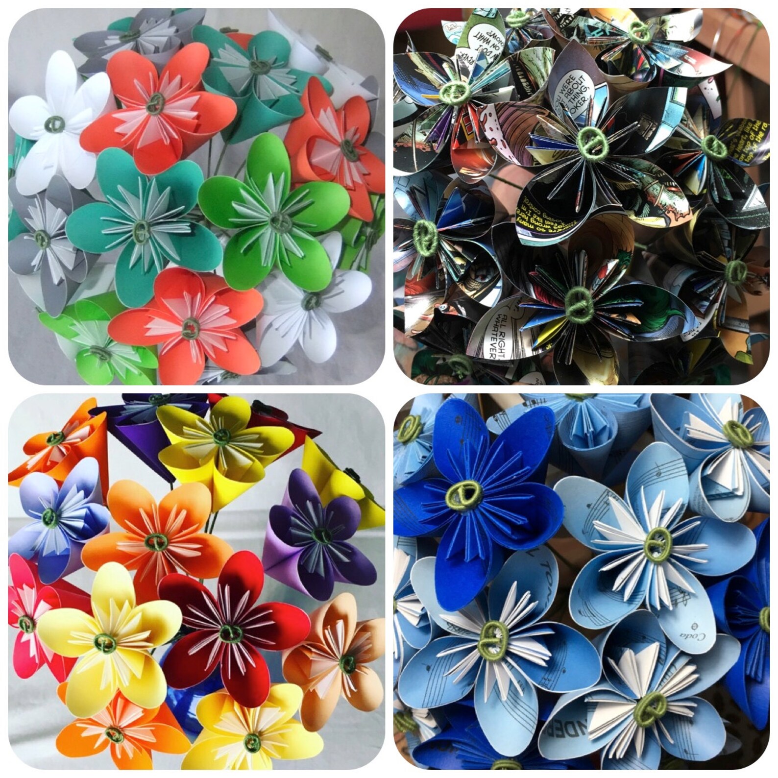 Custom Origami Flower Bouquet | Paper Flowers, Any Color Choice - Etsy
