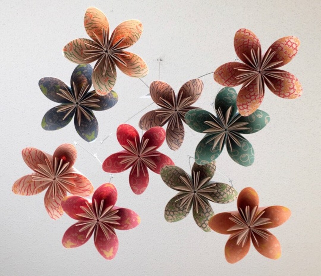 Baby Mobile Origami Flower Nursery Decoration the Natural - Etsy