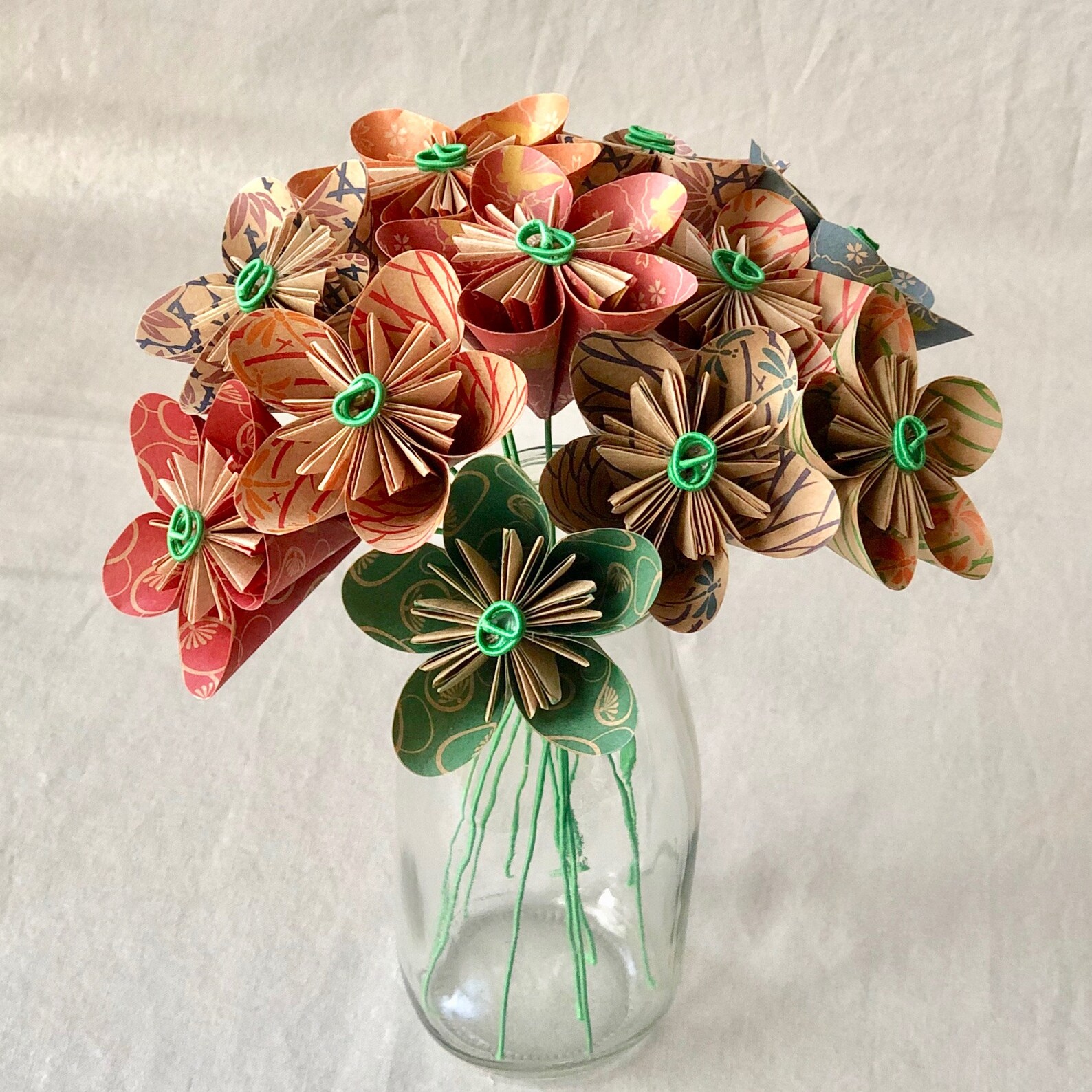 Origami Flower Bouquet in Natural Kraft Paper - Etsy