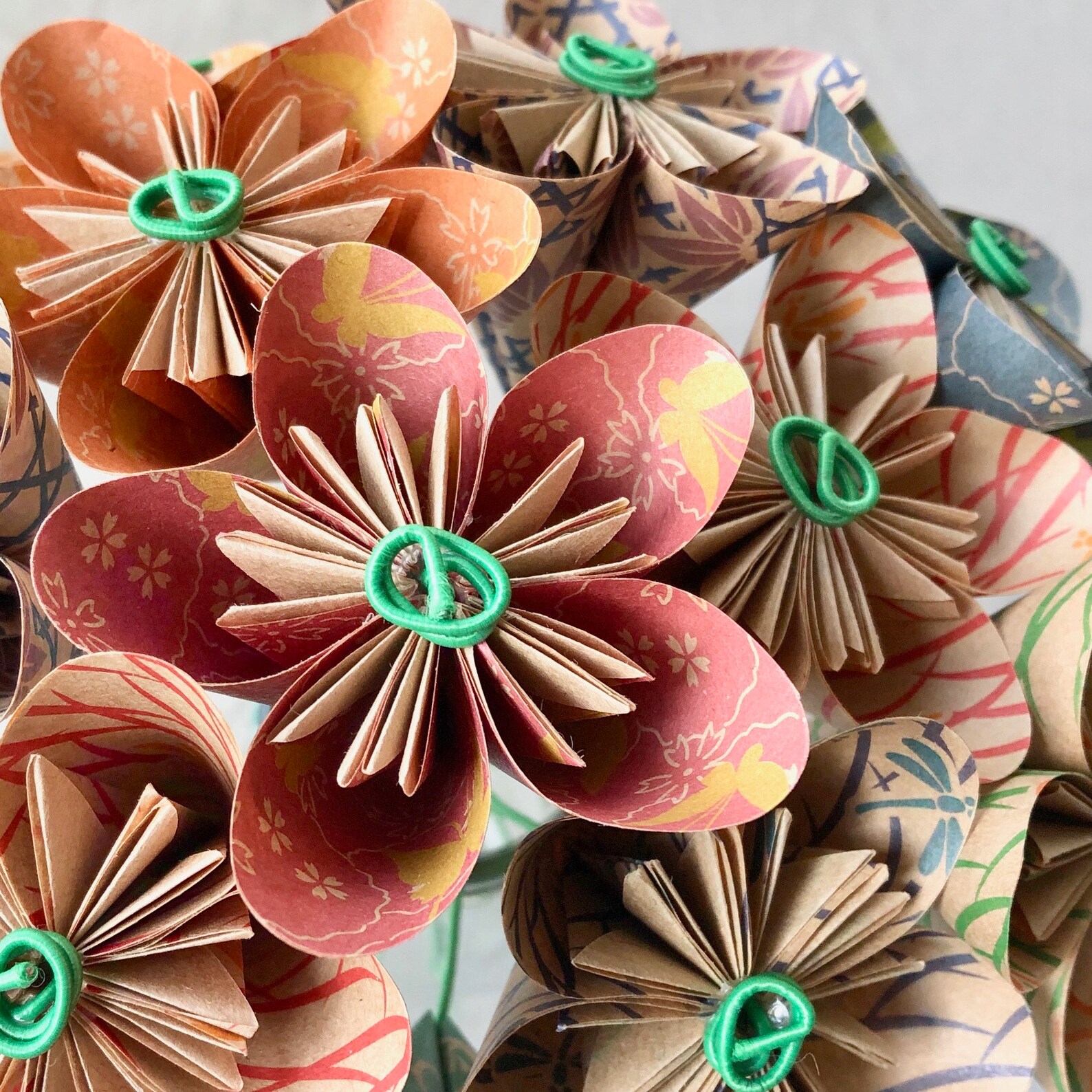 Origami Flower Bouquet in Natural Kraft Paper - Etsy