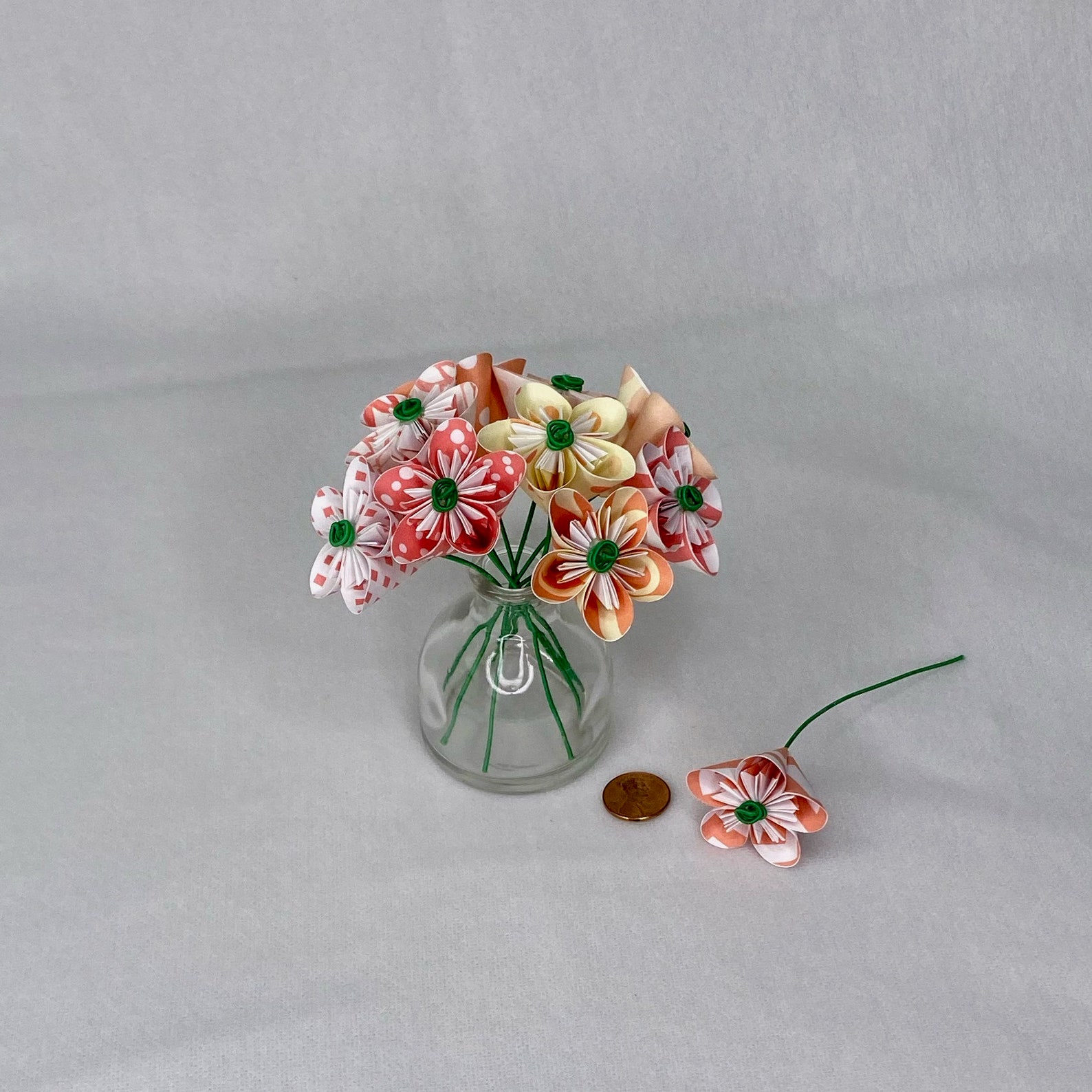 Mini Origami Paper Flower Bouquet in Coral - Etsy