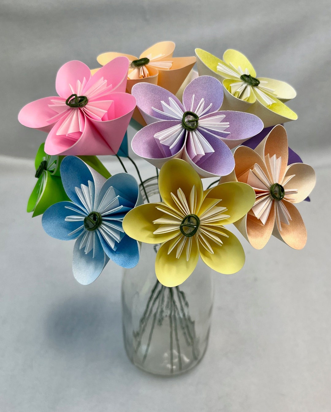 Origami Paper Flower Bouquet in Pastels - Etsy