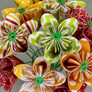 Paper Origami Flower Bouquet in Fall Patterns - Etsy