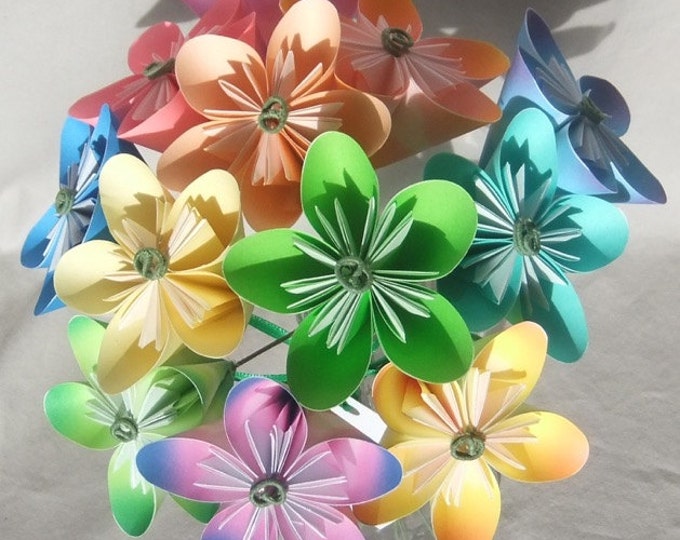 Origami Paper Flower Bouquet in Pastels - Etsy