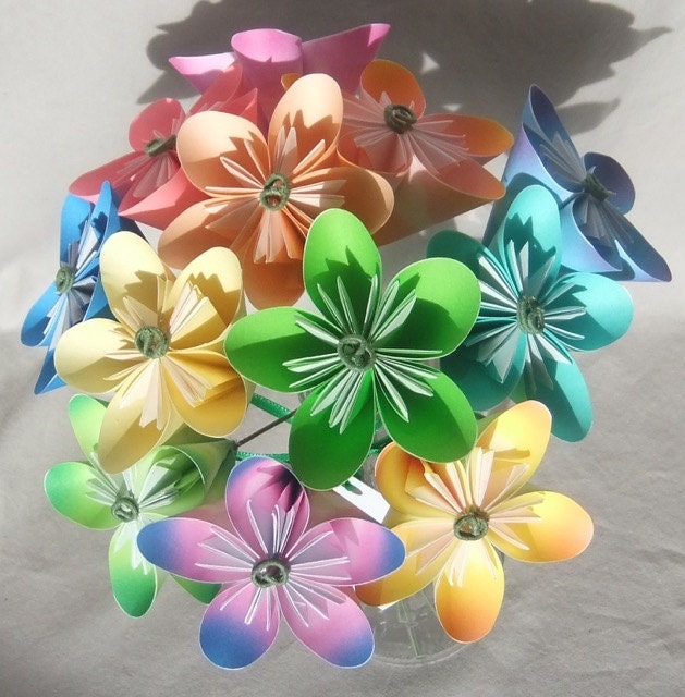 Origami Paper Flower Bouquet in Pastels