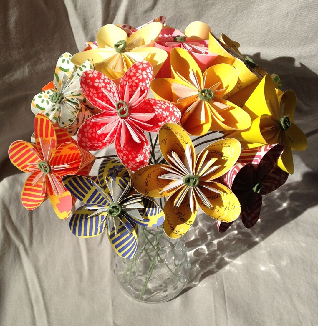 Paper Origami Flower Bouquet in Sunshine Colors - Etsy