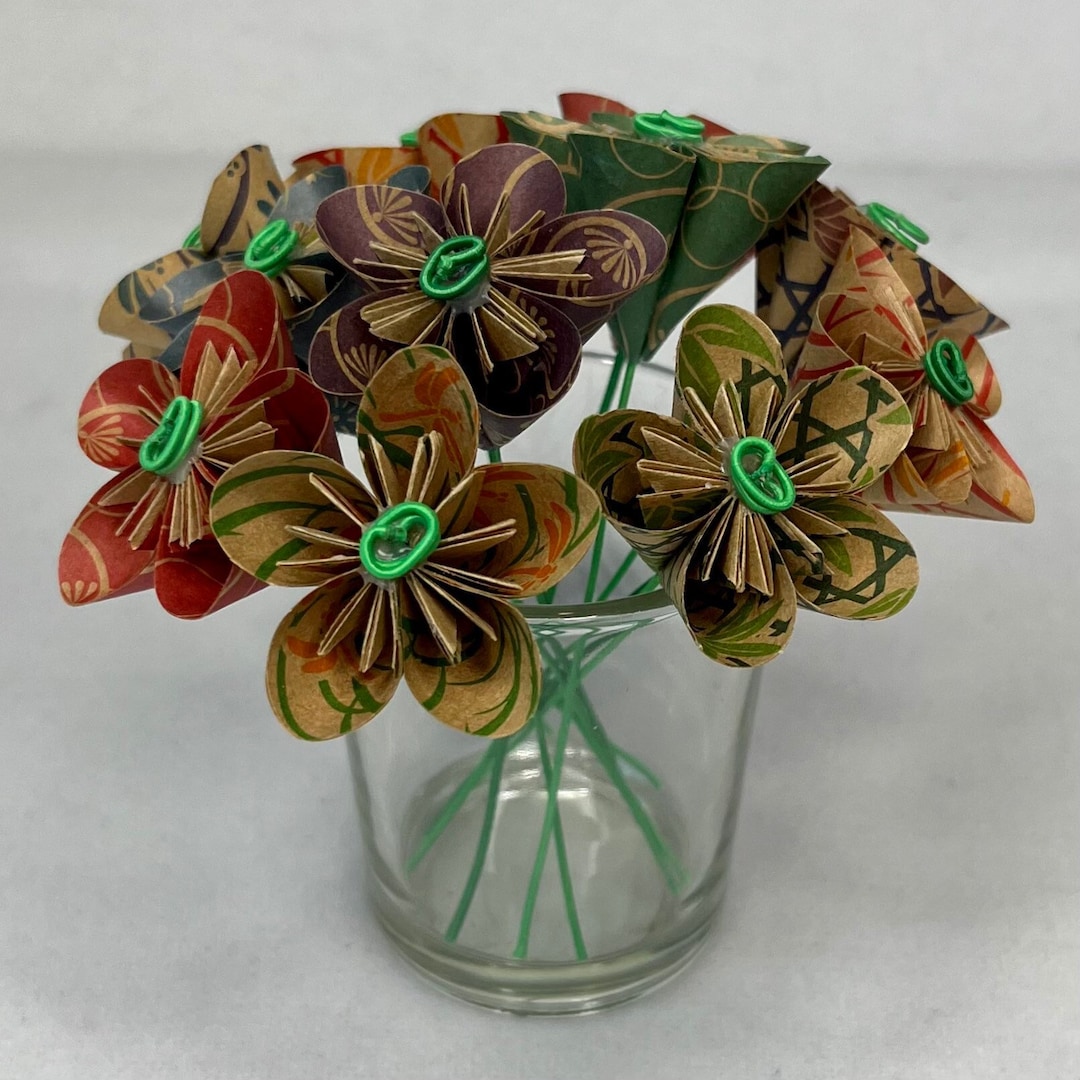 Mini Origami Flower Bouquet in Naturals - Etsy