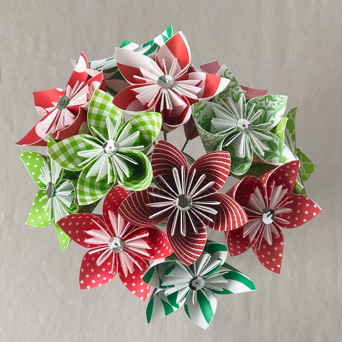 Christmas Paper Origami Flower Bouquet - Etsy