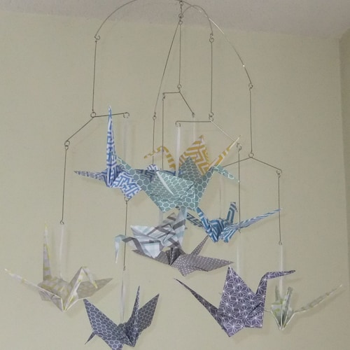 Baby Crib Mobile Origami Paper Crane Amazing Colorful Rainbow - Etsy