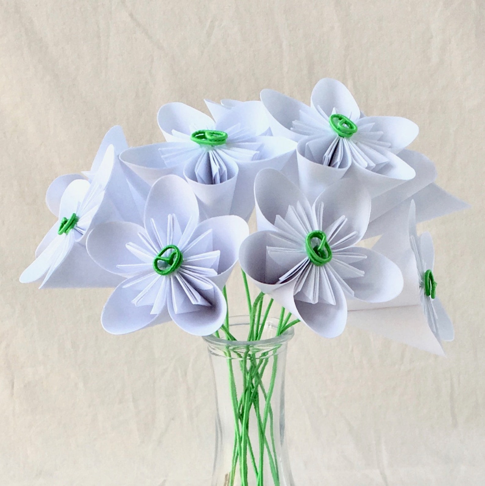 Paper Origami Flower Bouquet in White - Etsy