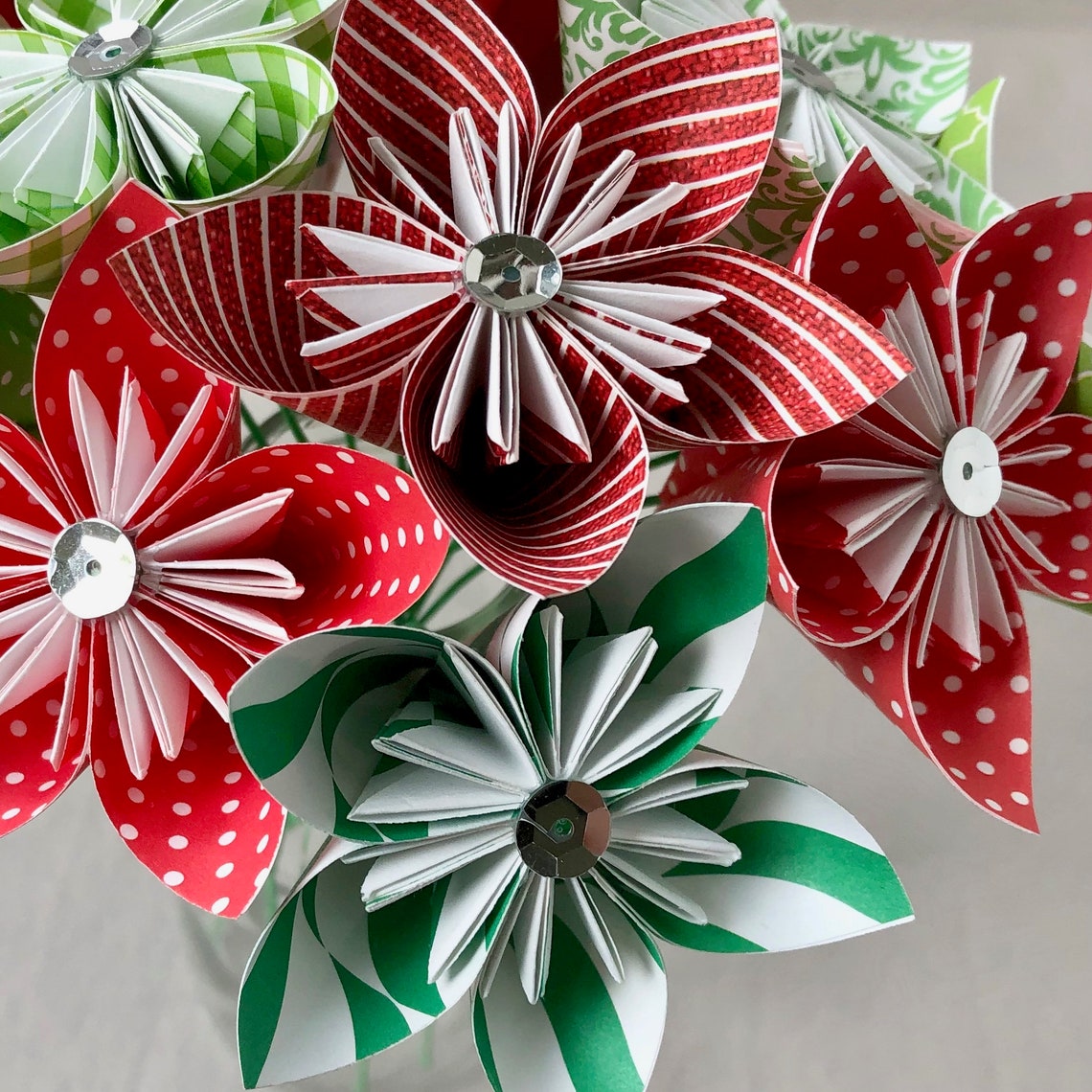 Christmas Paper Origami Flower Bouquet - Etsy
