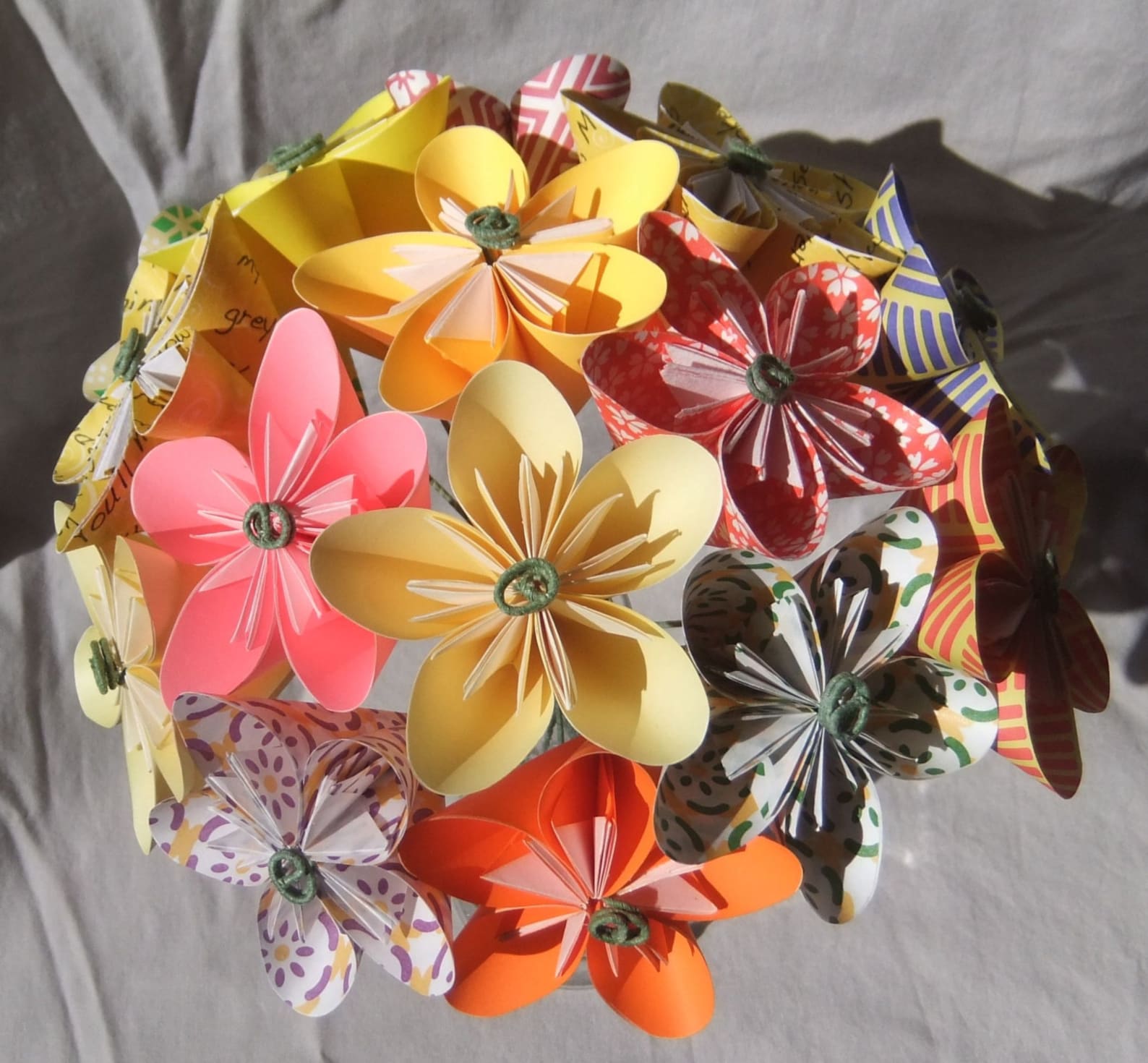 Paper Origami Flower Bouquet in Sunshine Colors - Etsy