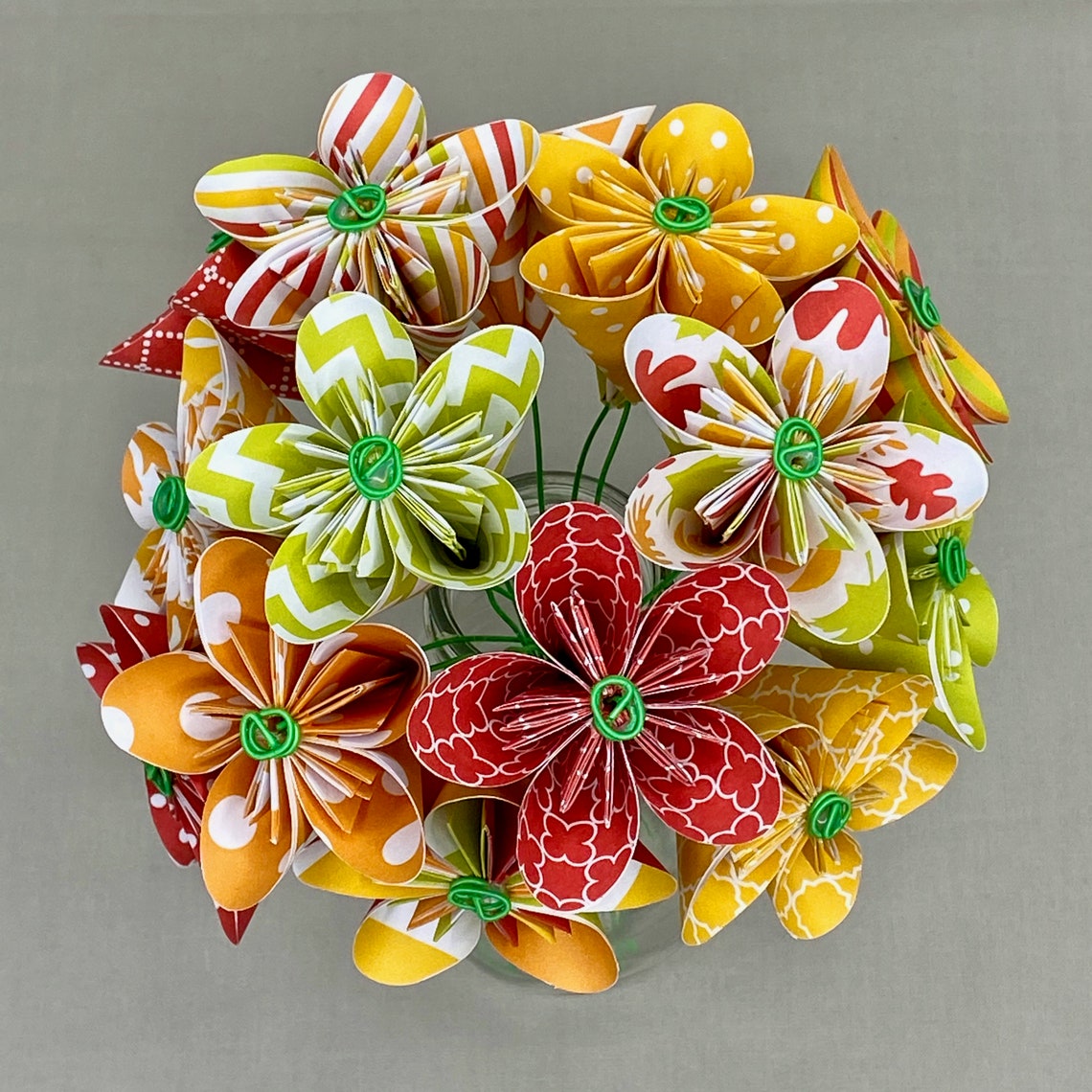 Paper Origami Flower Bouquet in Fall Patterns - Etsy