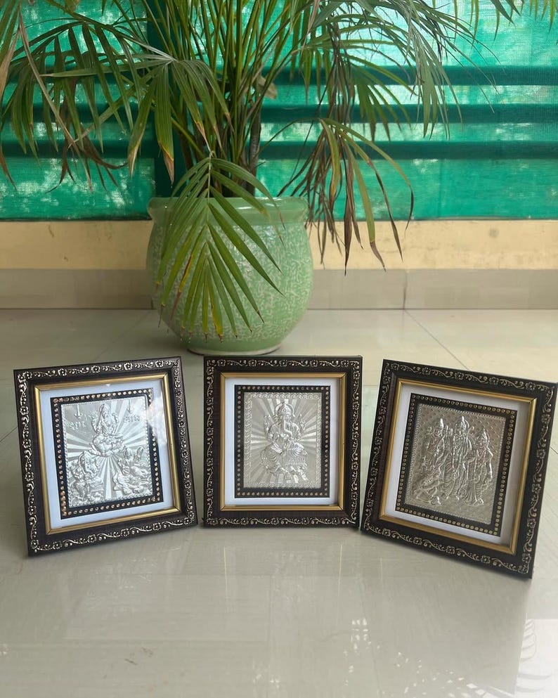 999 Pure Silver Plated Indian God Frames : Religious Gift - Etsy