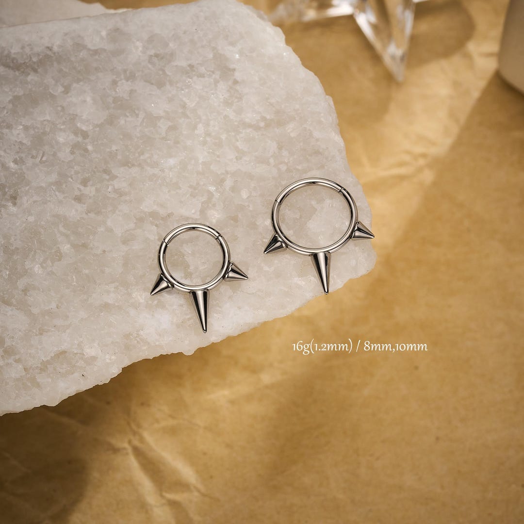 16G Spike Cone Septum Ring • Septum Jewelry • Hinged Clicker Hoop ...