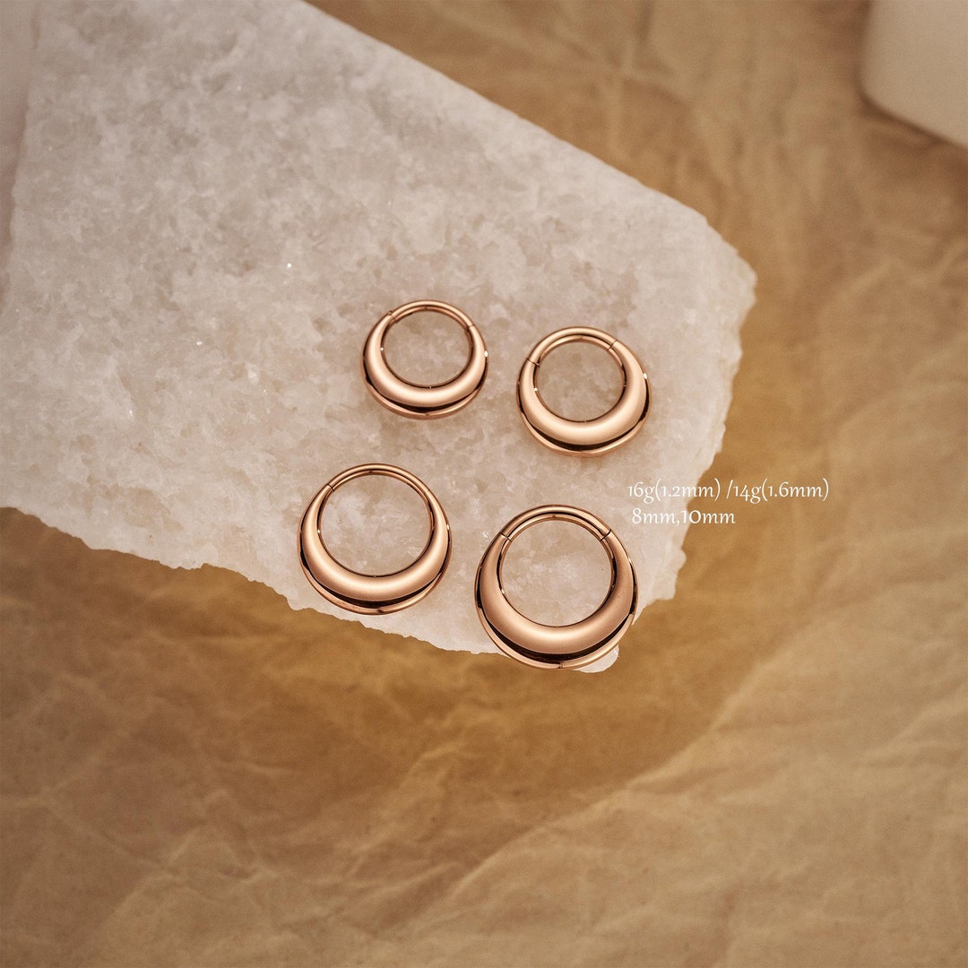 16G Rose Gold Chunky Septum Ring/14g Septum Piercing/hinged Segment ...