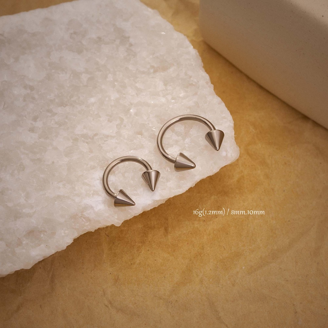 16G Titanium Septum Ring/spike Cone Horseshoe Nose Ring/daith/helix ...
