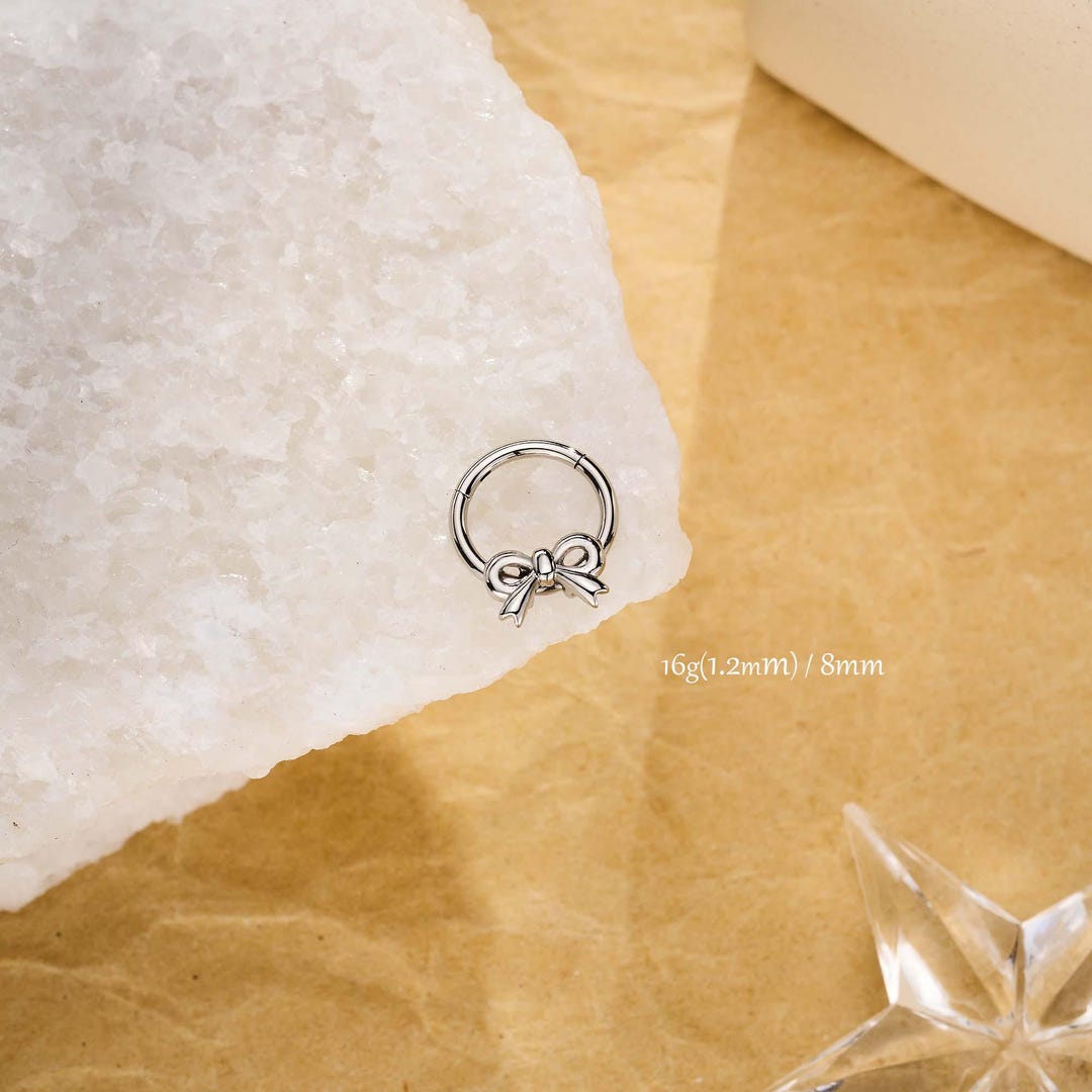16G Bow Septum Ring | Cutie Septum Jewley | Daith Earring | Hinged ...