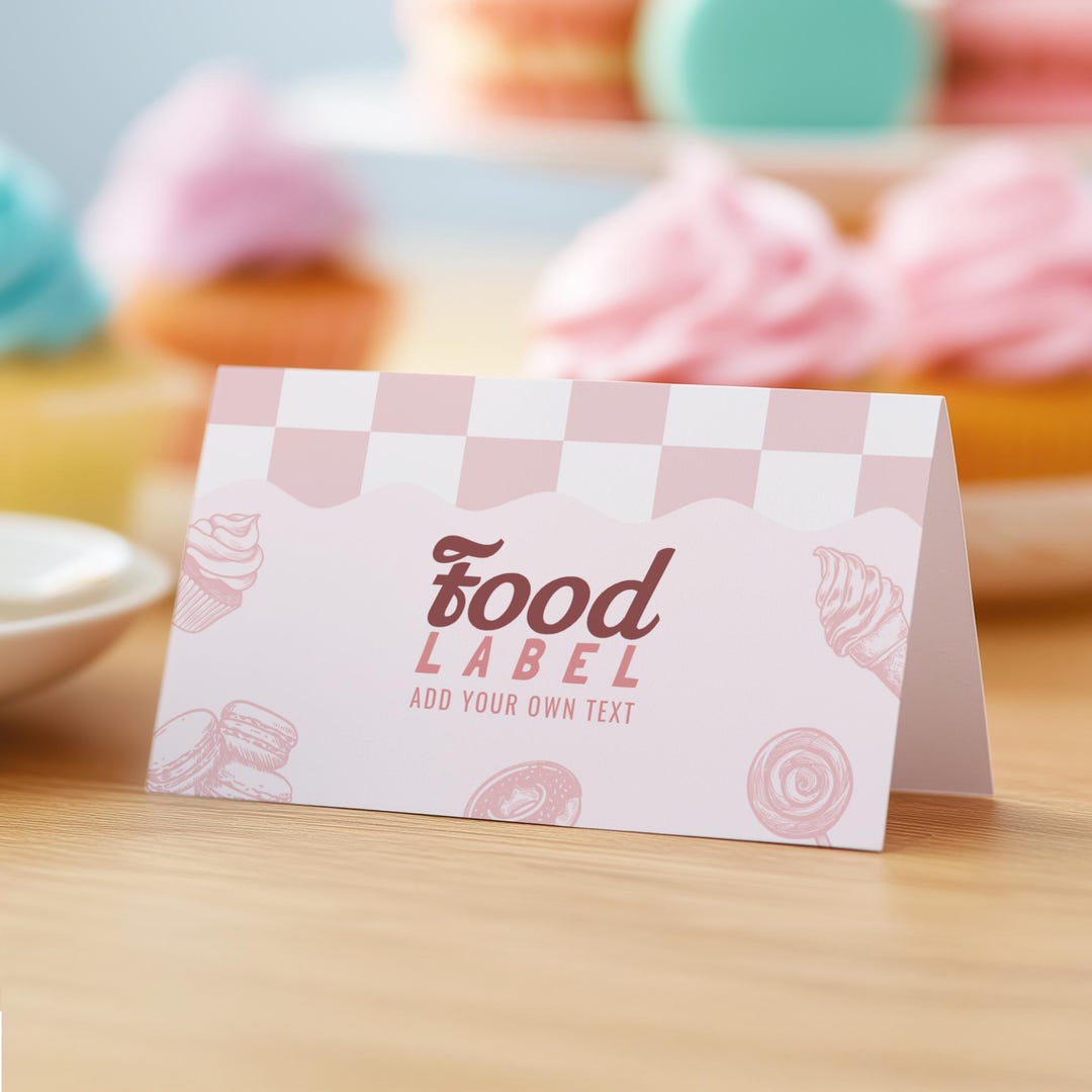 Sweet Birthday Food Label Card, Girl Theme, Candy Party Celebration ...