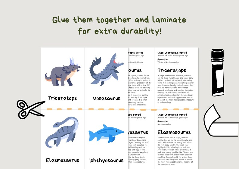 DINOSAUR Flash Cards • 32 Dinosaur Cards • Printable PDF Cards ...