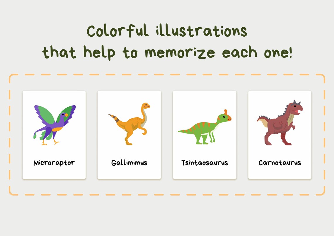 DINOSAUR Flash Cards • 32 Dinosaur Cards • Printable PDF Cards ...