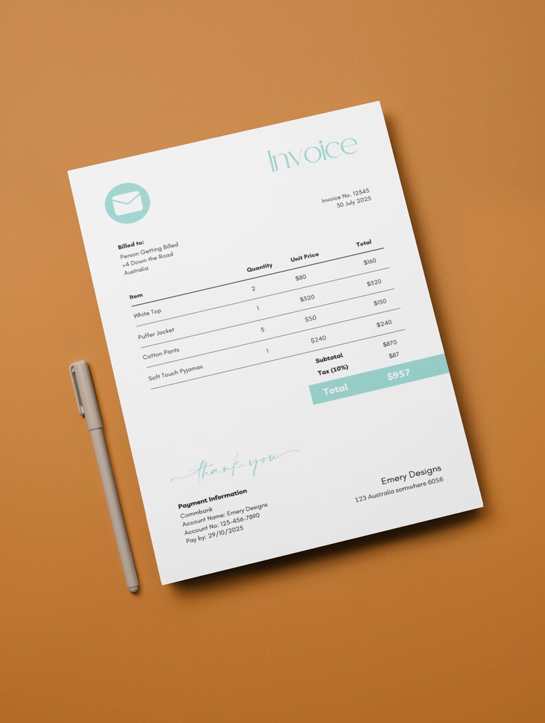 Simple Invoice Template Minimalist Invoice Instant Download - Etsy