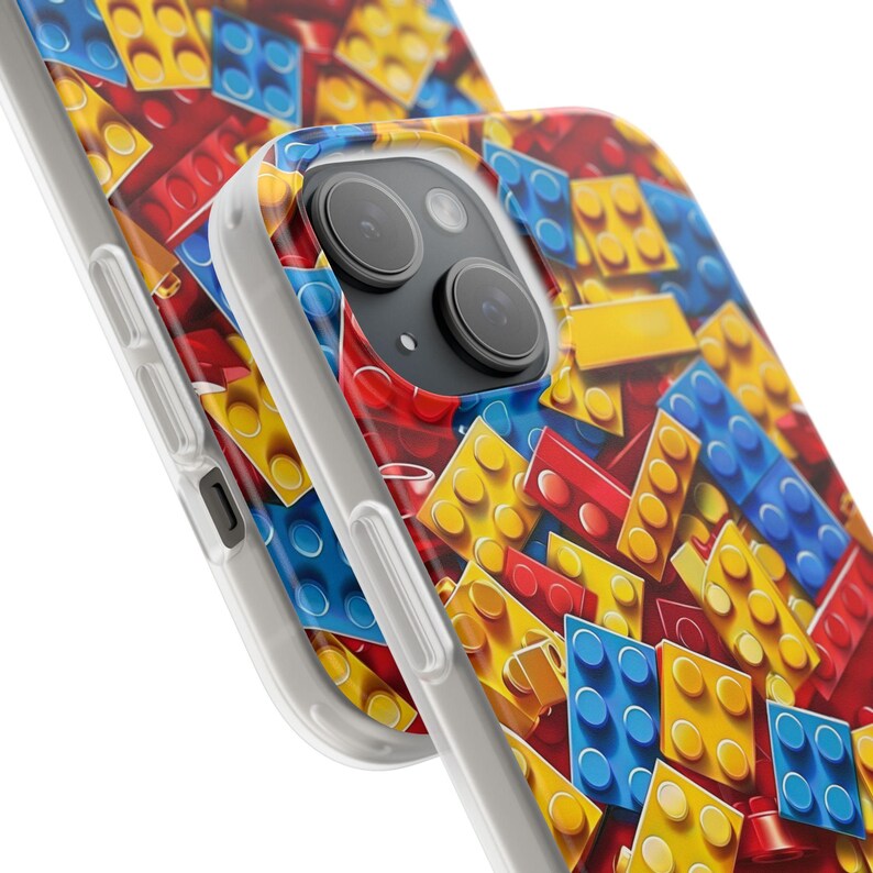 Toy Bricks Flexi Case Building Bricks Slim Phone Case for iPhone 16 15 ...
