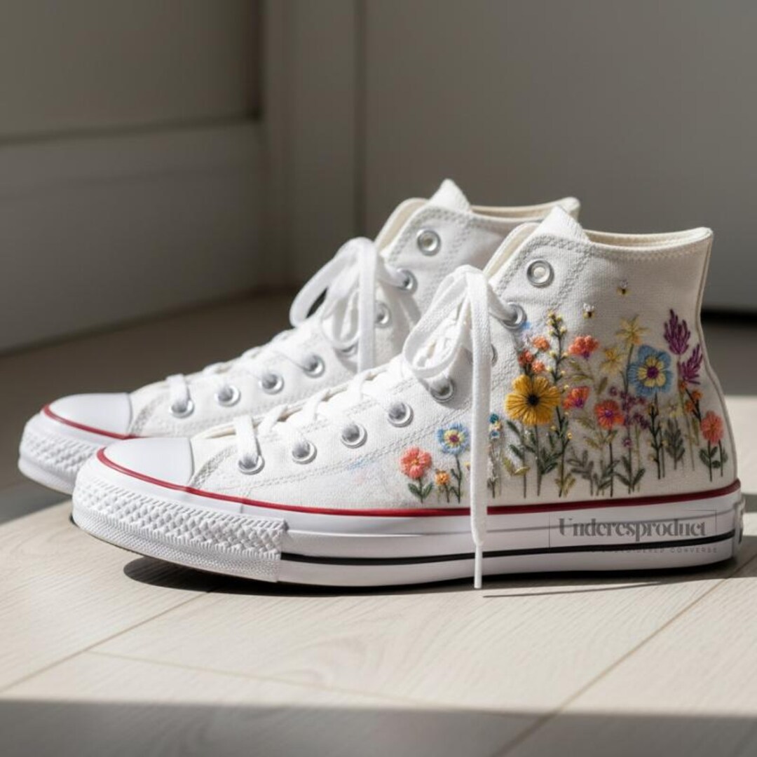 Wedding Bridal Converse Custom Wedding Bee and Wildflower Hand ...