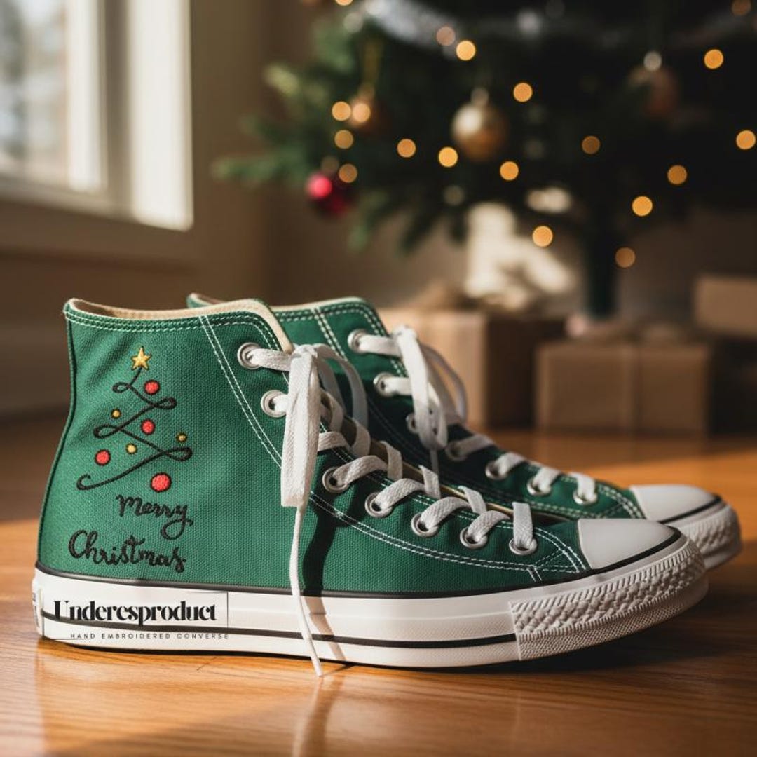 Christmas Converse Shoes Custom Christmas Tree and Ornament Hand ...