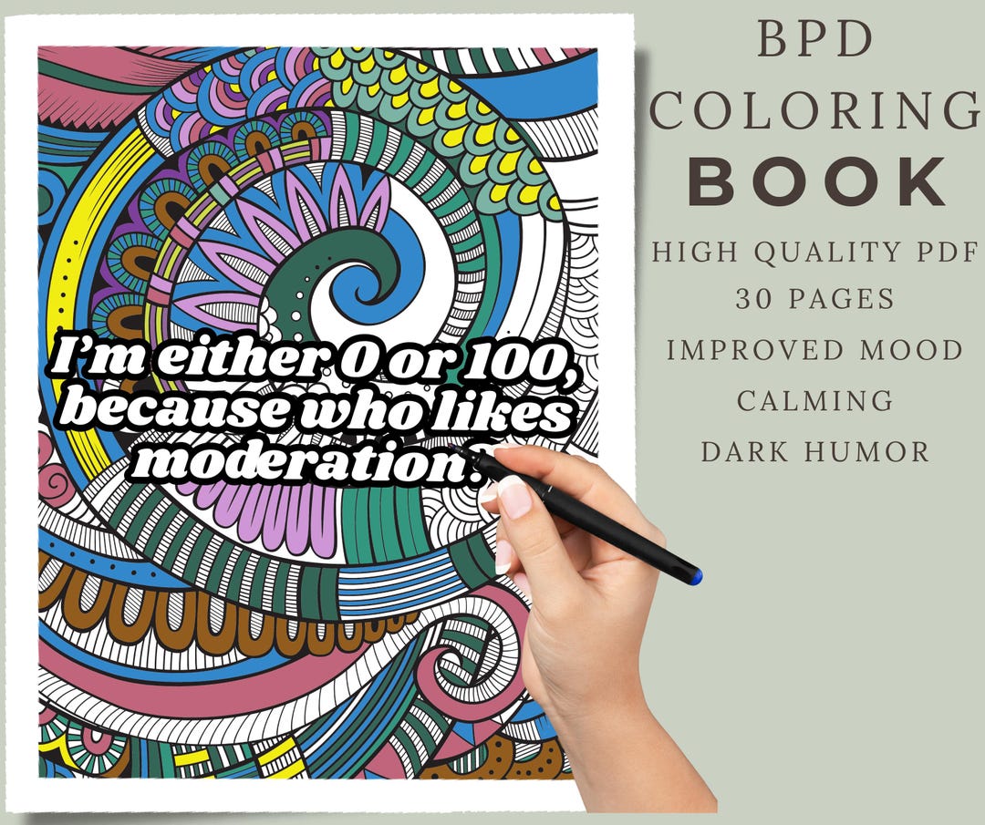 BPD Depression Coloring Book- DBT Mental Health Worksheet Bundle ...